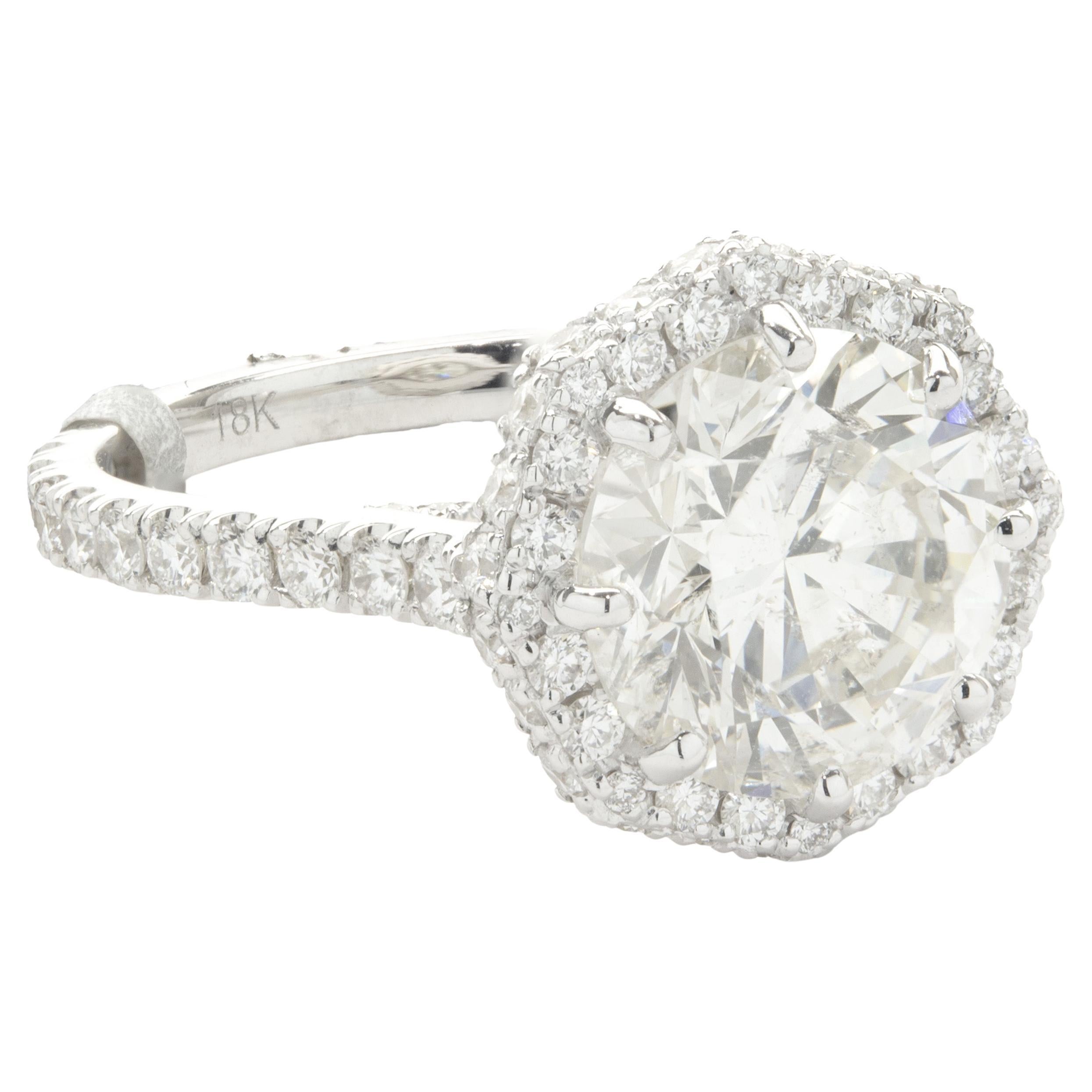 3.01 Carat Princess Cut Diamond Pave Gold Engagement Ring For Sale at ...