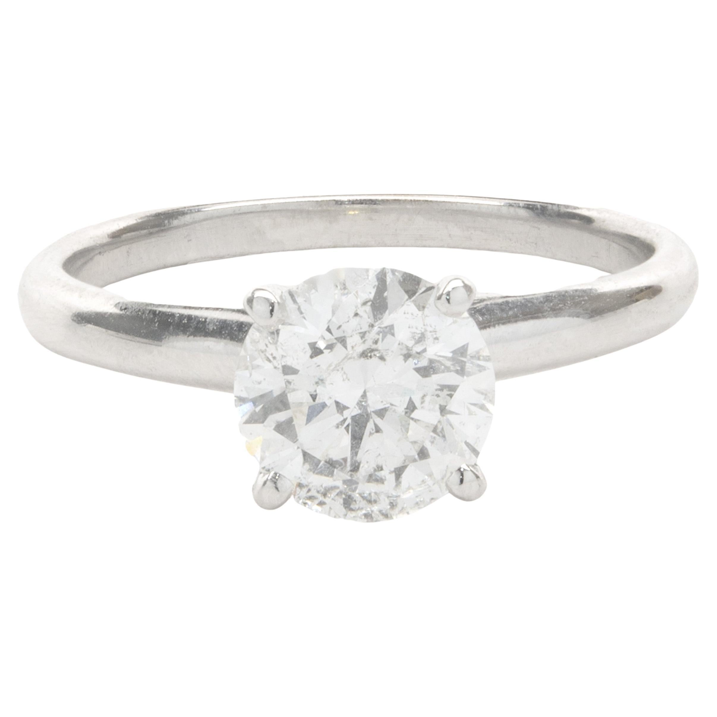 14 Karat White Gold Round Brilliant Cut Diamond Engagement Ring For ...