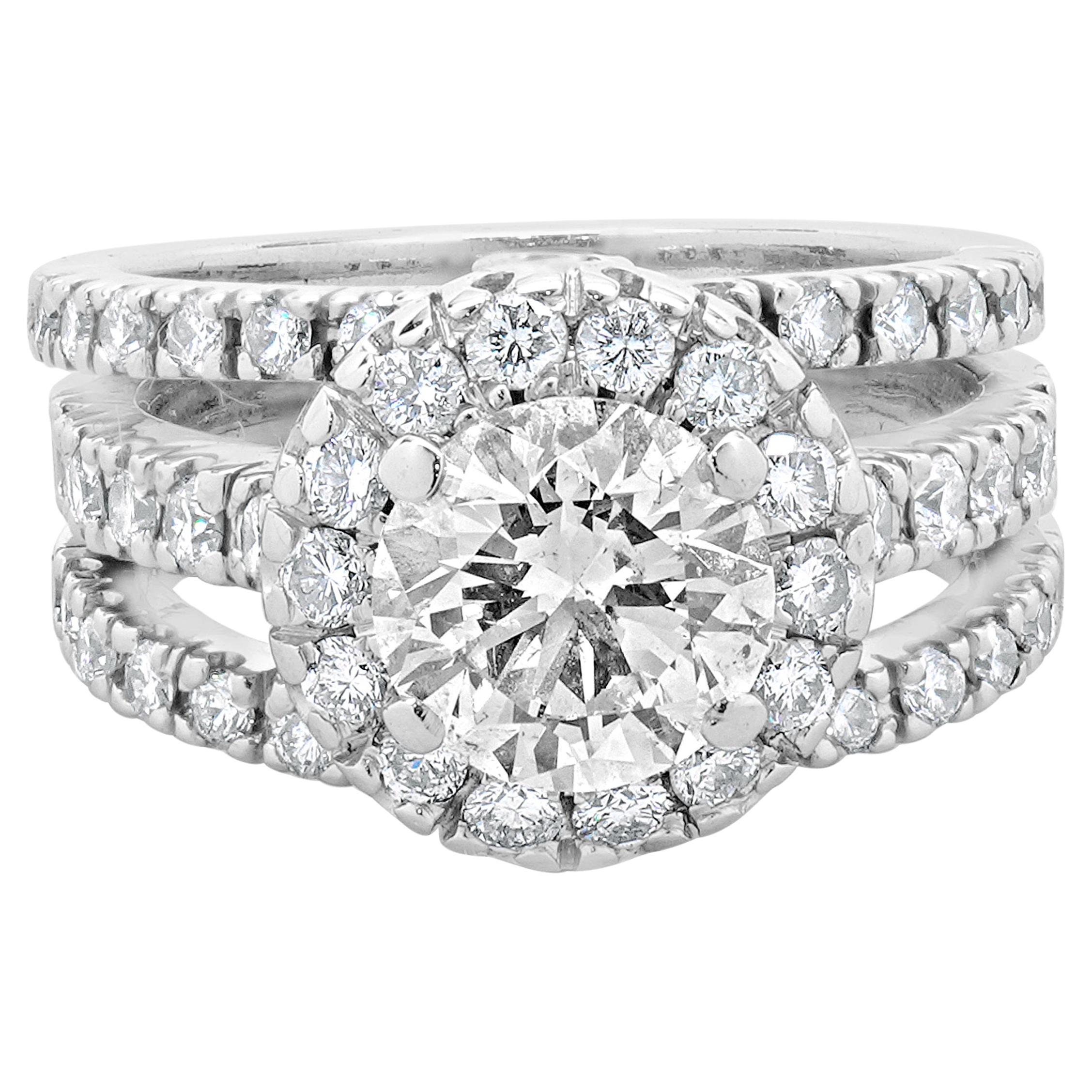 14 Karat White Gold Round Brilliant Cut Diamond Engagement Ring For ...