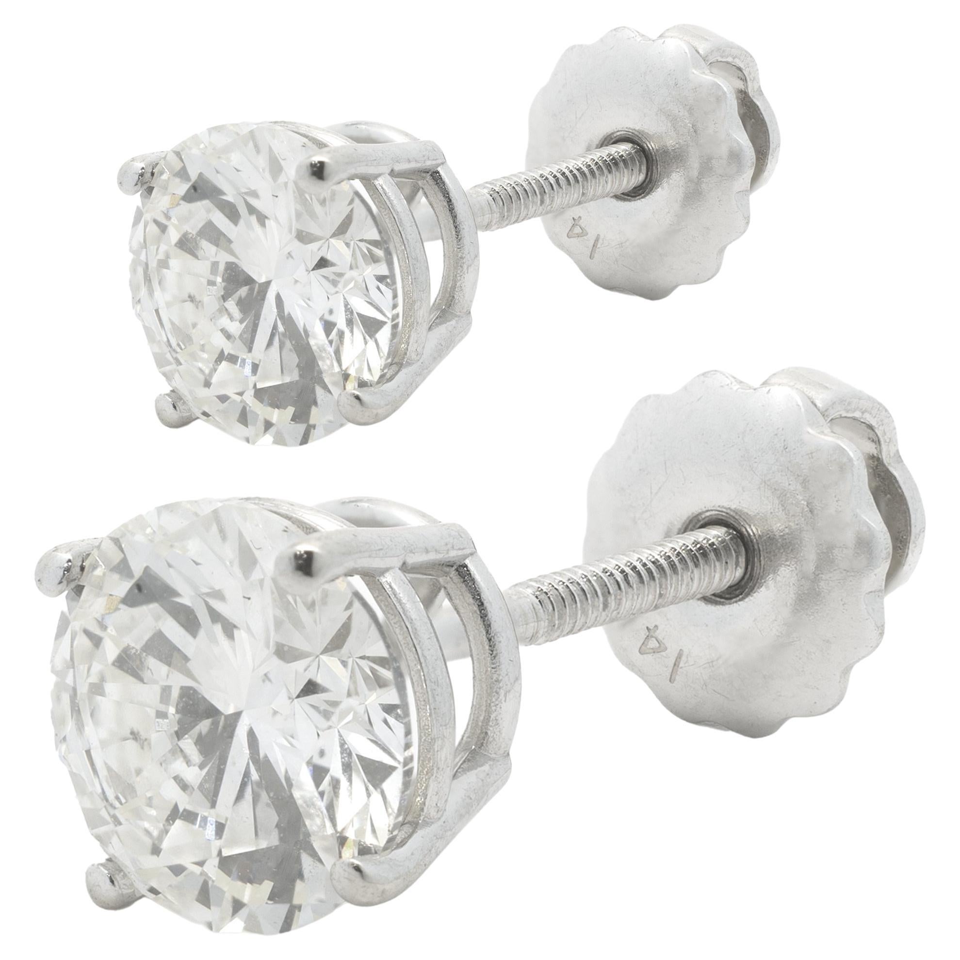 Cartier 18 Karat White Gold Round Cut Diamond C De Cartier Stud ...