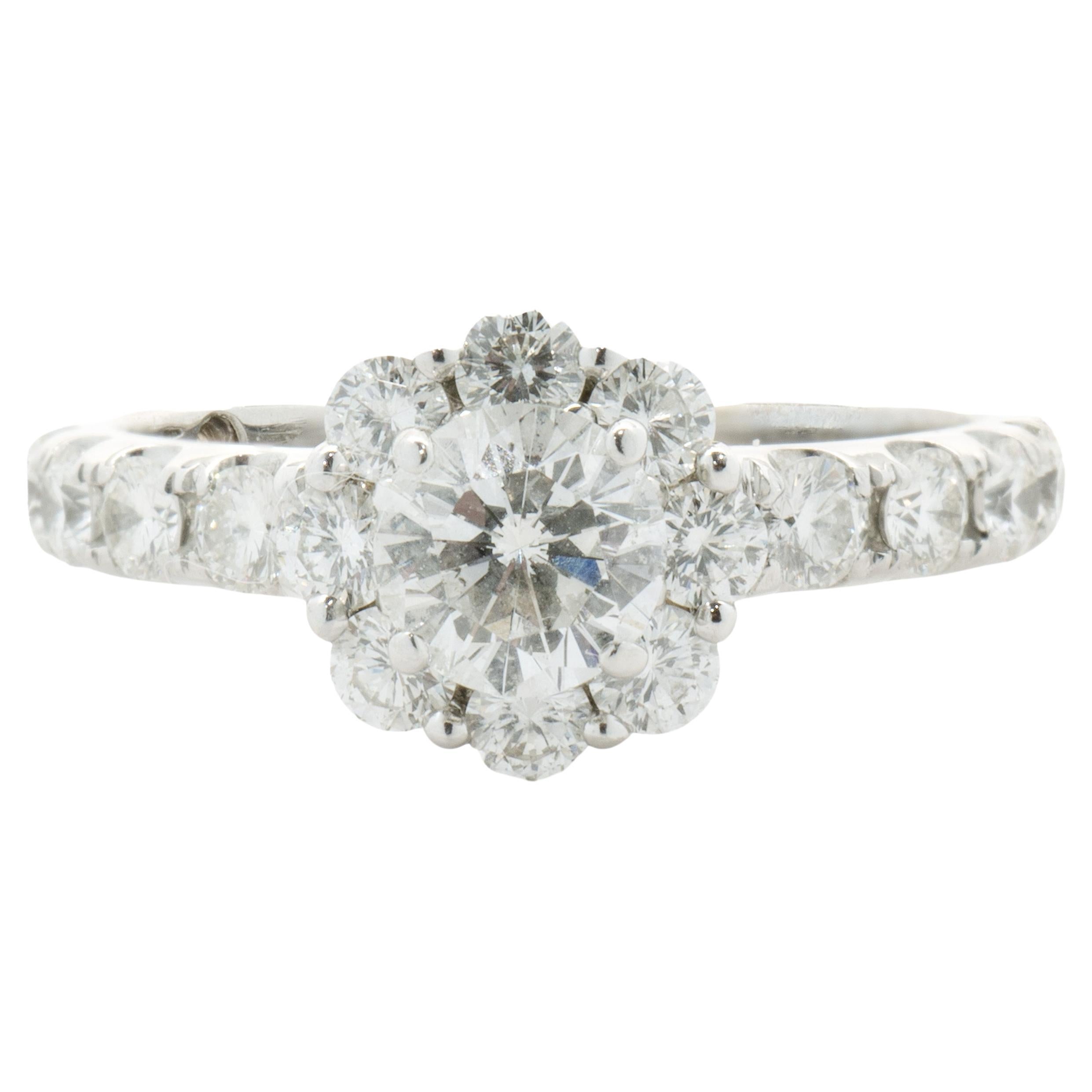 14 Karat White Gold Round Brilliant Diamond Engagement Ring For Sale at ...