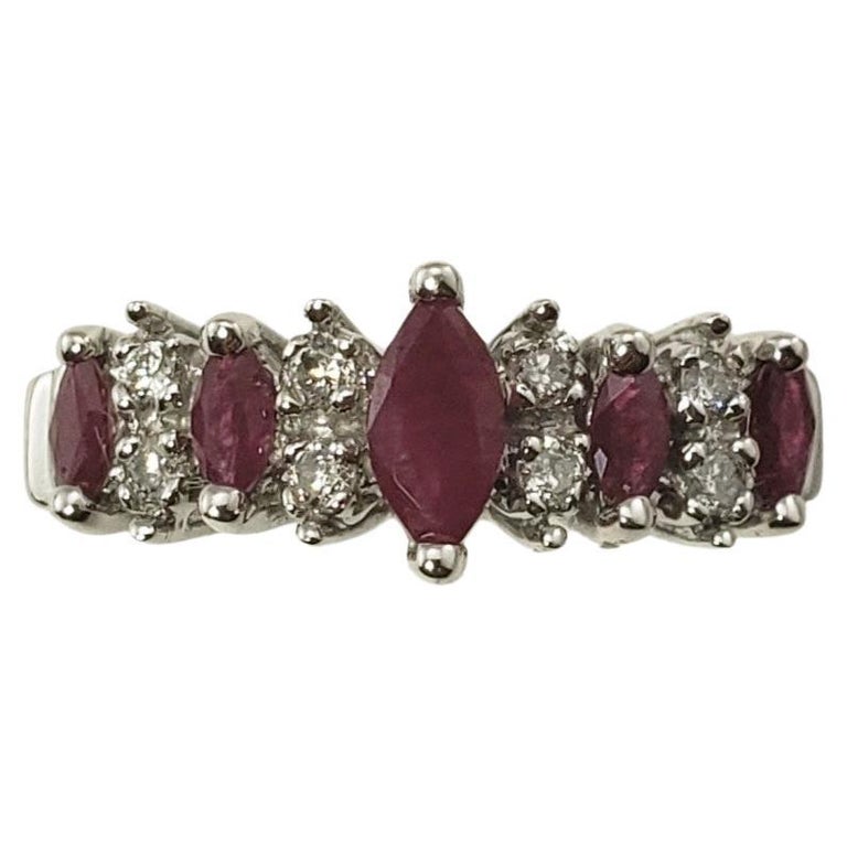 14 Karat White Gold Ruby and Diamond Ring at 1stDibs