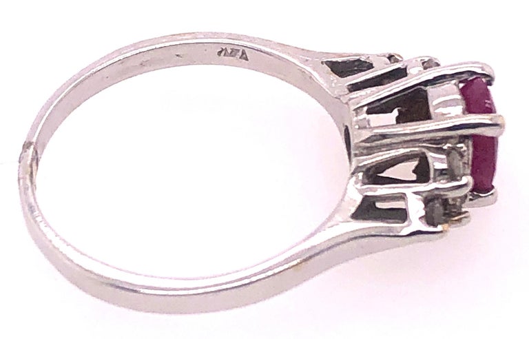 14 Karat White Gold Ruby Solitaire Ring with Diamond Accents For Sale ...