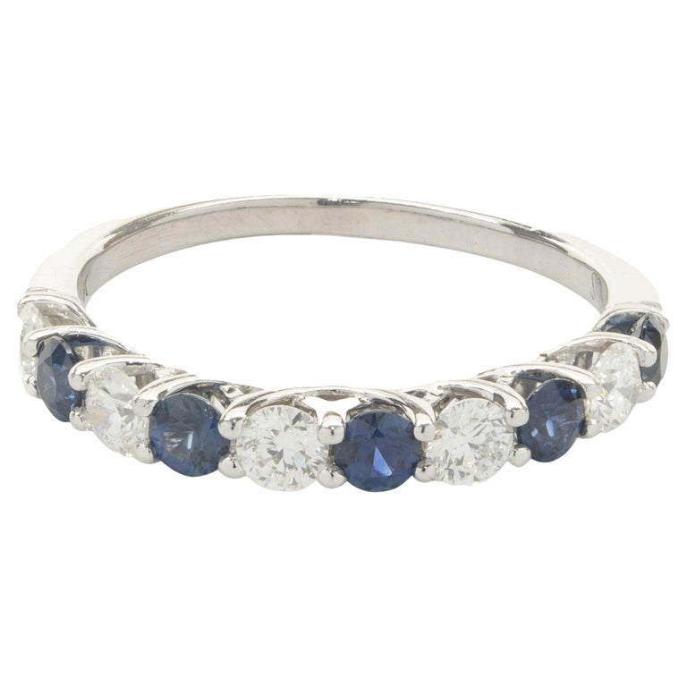 14 Karat White Gold Sapphire and Diamond Alternating Band For Sale at ...