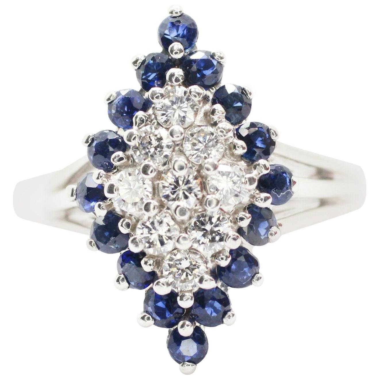 14 Karat White Gold Star Sapphire Diamond Pinky Ring For Sale at ...