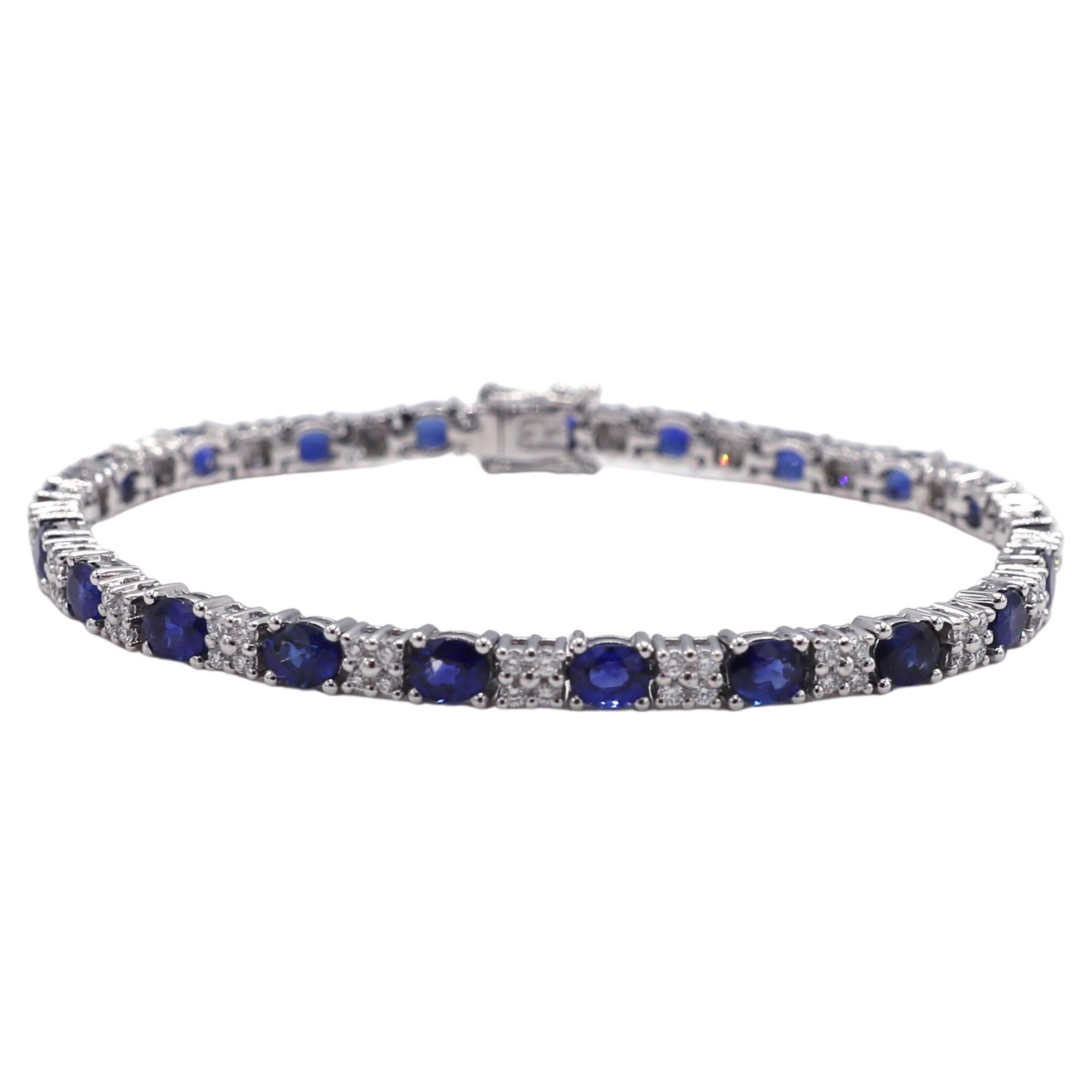 Pink Sapphire Diamond Gold Tennis Bracelet For Sale at 1stDibs