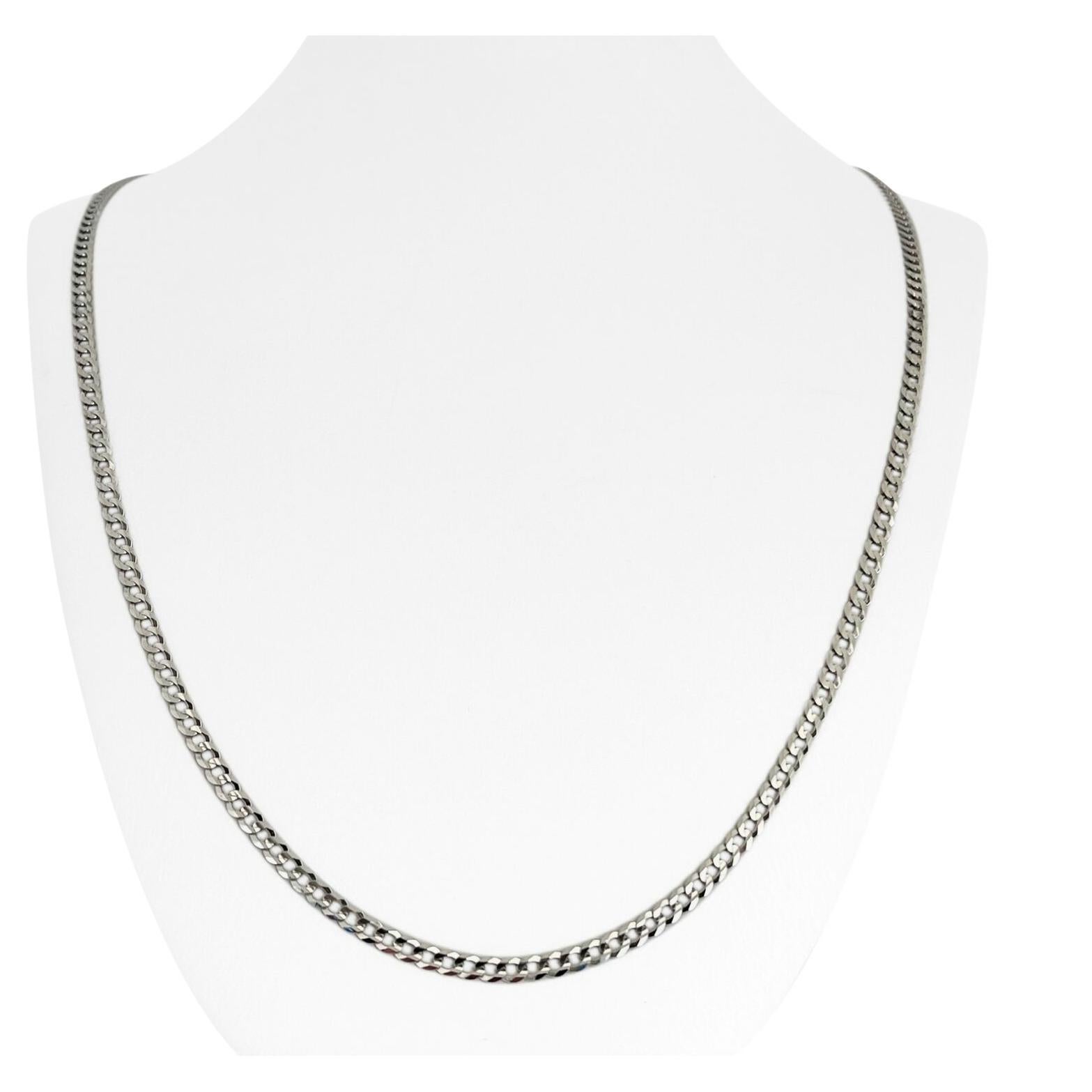 14 Karat Yellow Gold Solid Flat Curb Link Chain Necklace For Sale at ...