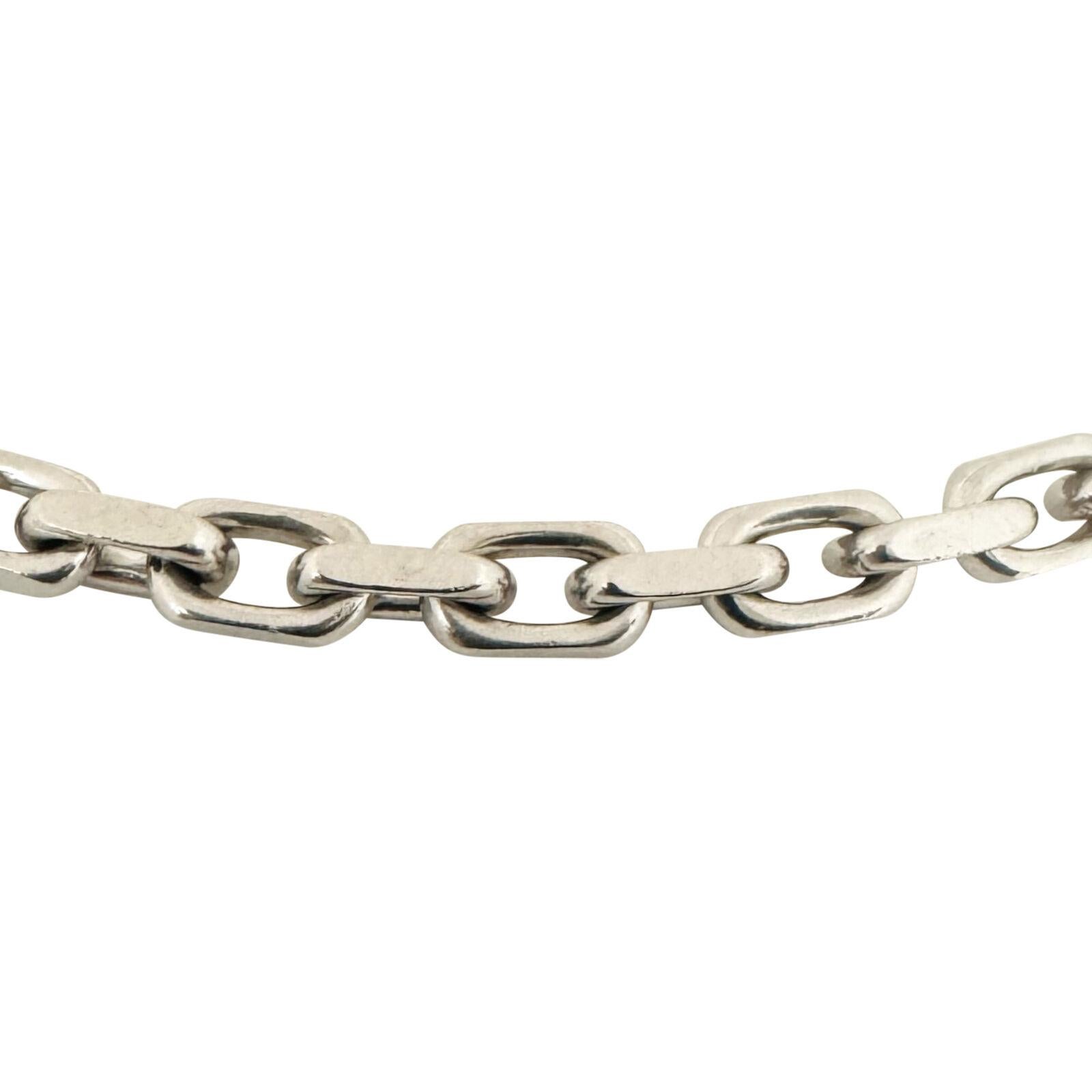 14 Karat White Gold Solid Heavy Hermes Link Chain Necklace For Sale at ...