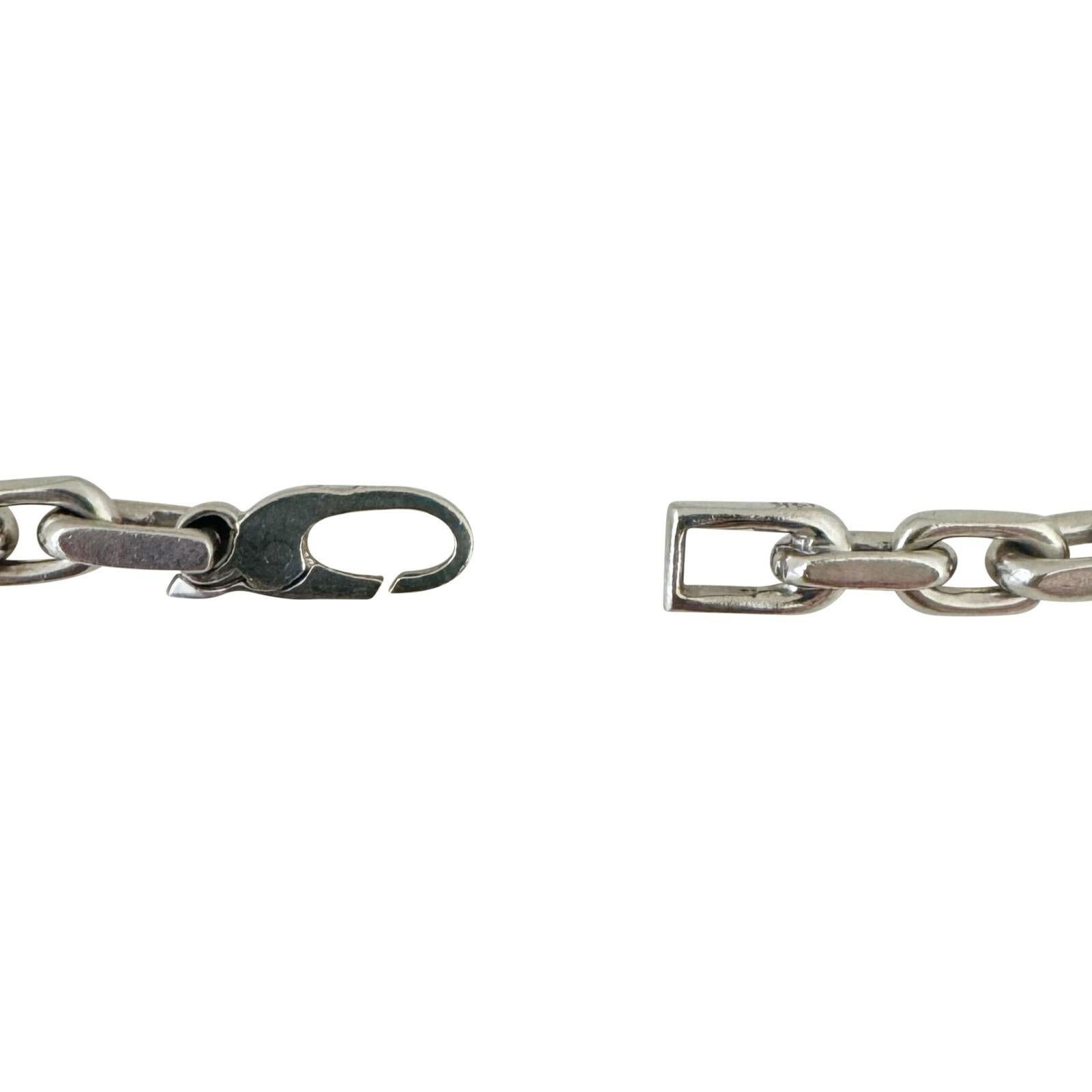 14 Karat White Gold Solid Heavy Hermes Link Chain Necklace For Sale at ...