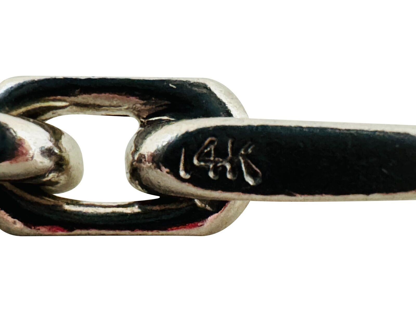 14 Karat White Gold Solid Heavy Hermes Link Chain Necklace For Sale at ...