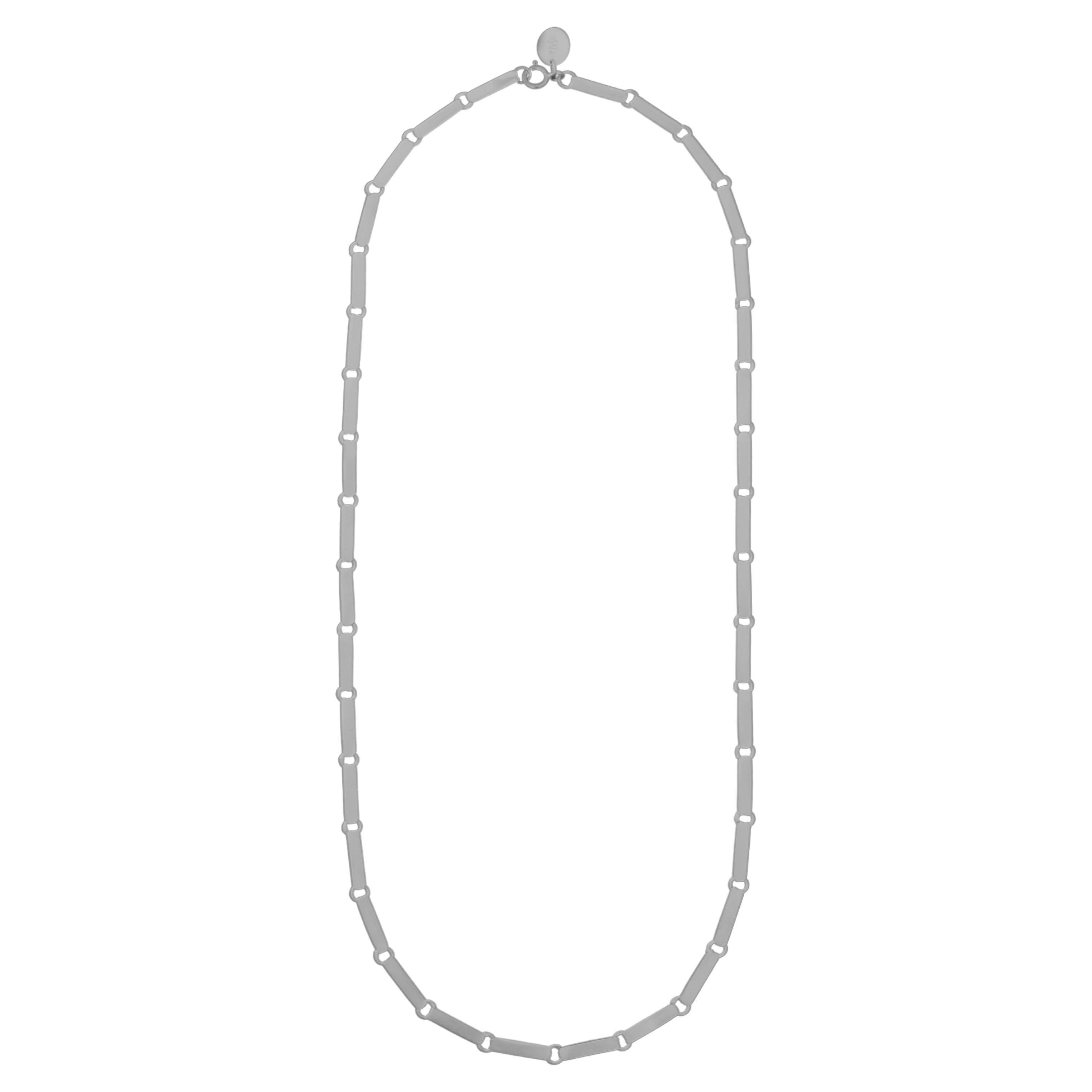 Tiana Marie Combes White Gold Solid Rectangular Bar Link Extended Chain ...