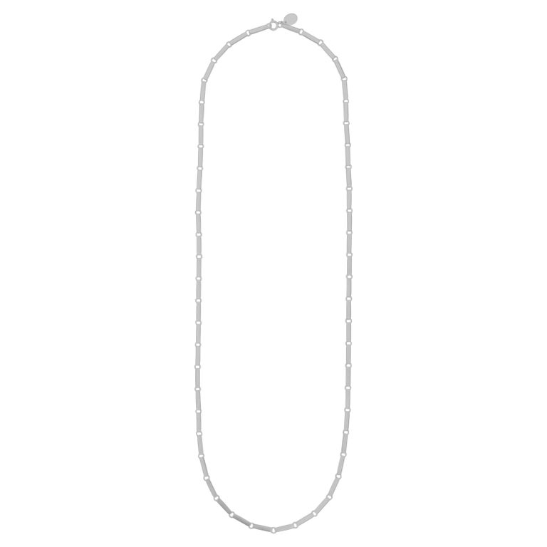 Tiana Marie Combes White Gold Solid Rectangular Bar Link Extended Chain ...