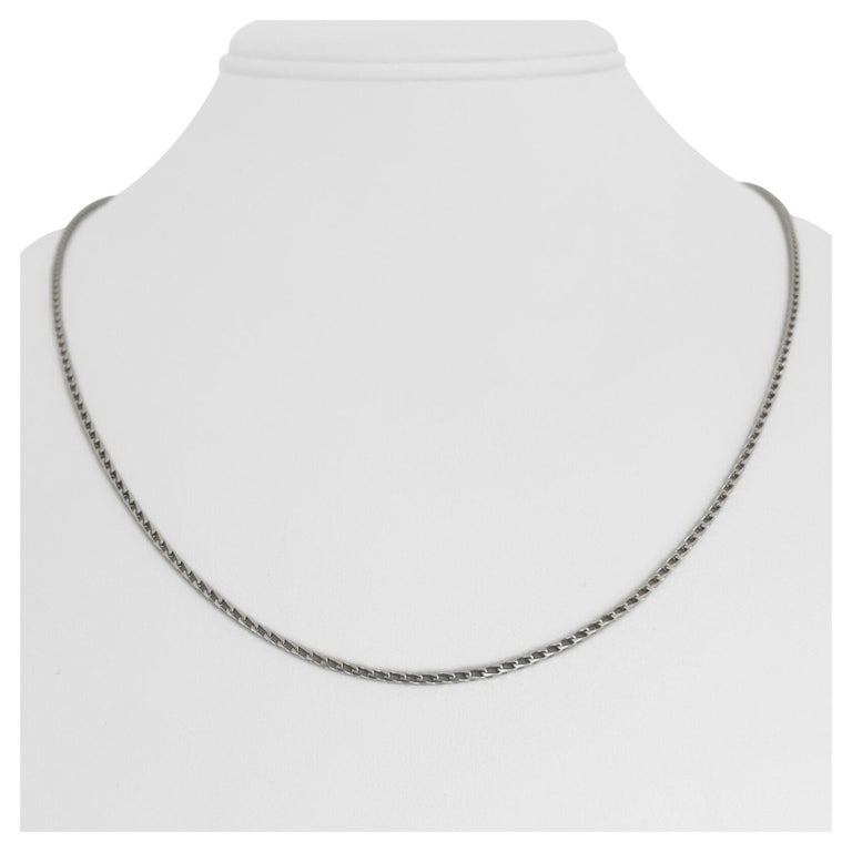 14 Karat White Gold Solid Thin Squared Curb Link Chain Necklace, Italy ...