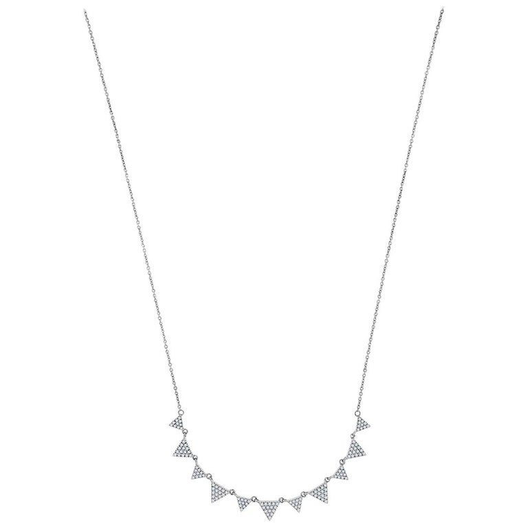 14 Karat White Gold Triangle Diamond Necklace '1/2 Carat' For Sale at ...