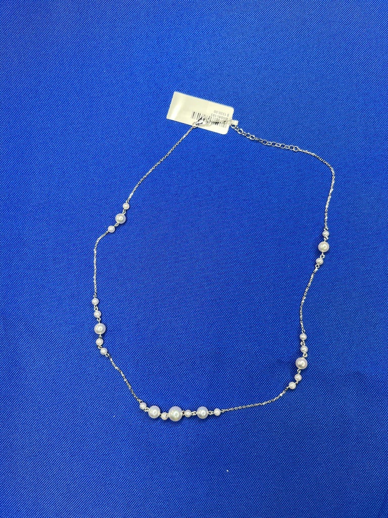 14 Karat White Gold White Akoya Pearl Bead Thin Chain Layer Dainty ...