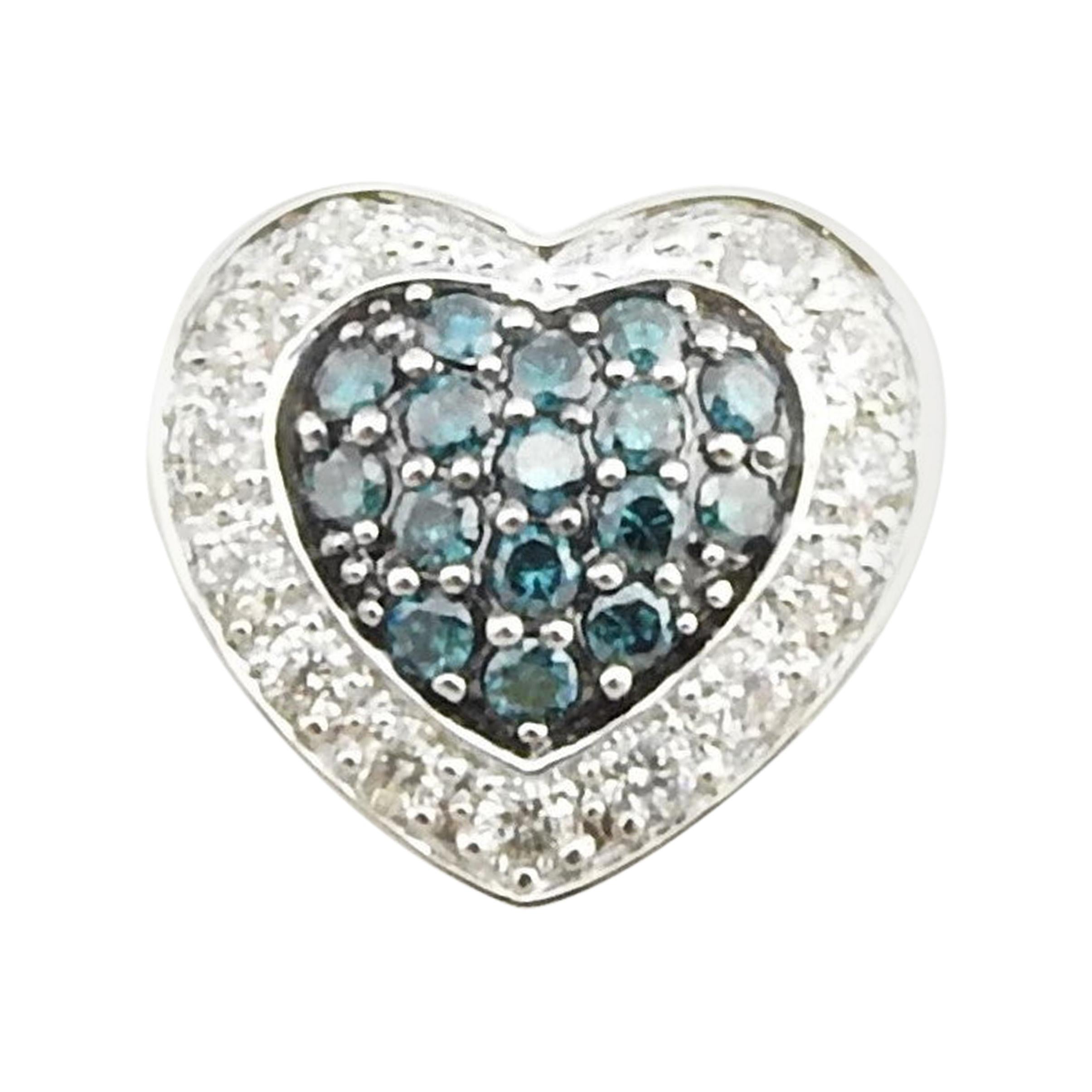 14 Karat White Gold Diamond Heart Pendant For Sale at 1stDibs