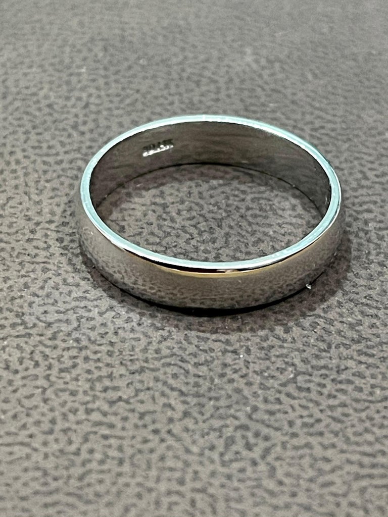14 Karat White Gold Wide Plain Wedding Band Ring 5.3 Grams, Estate ...