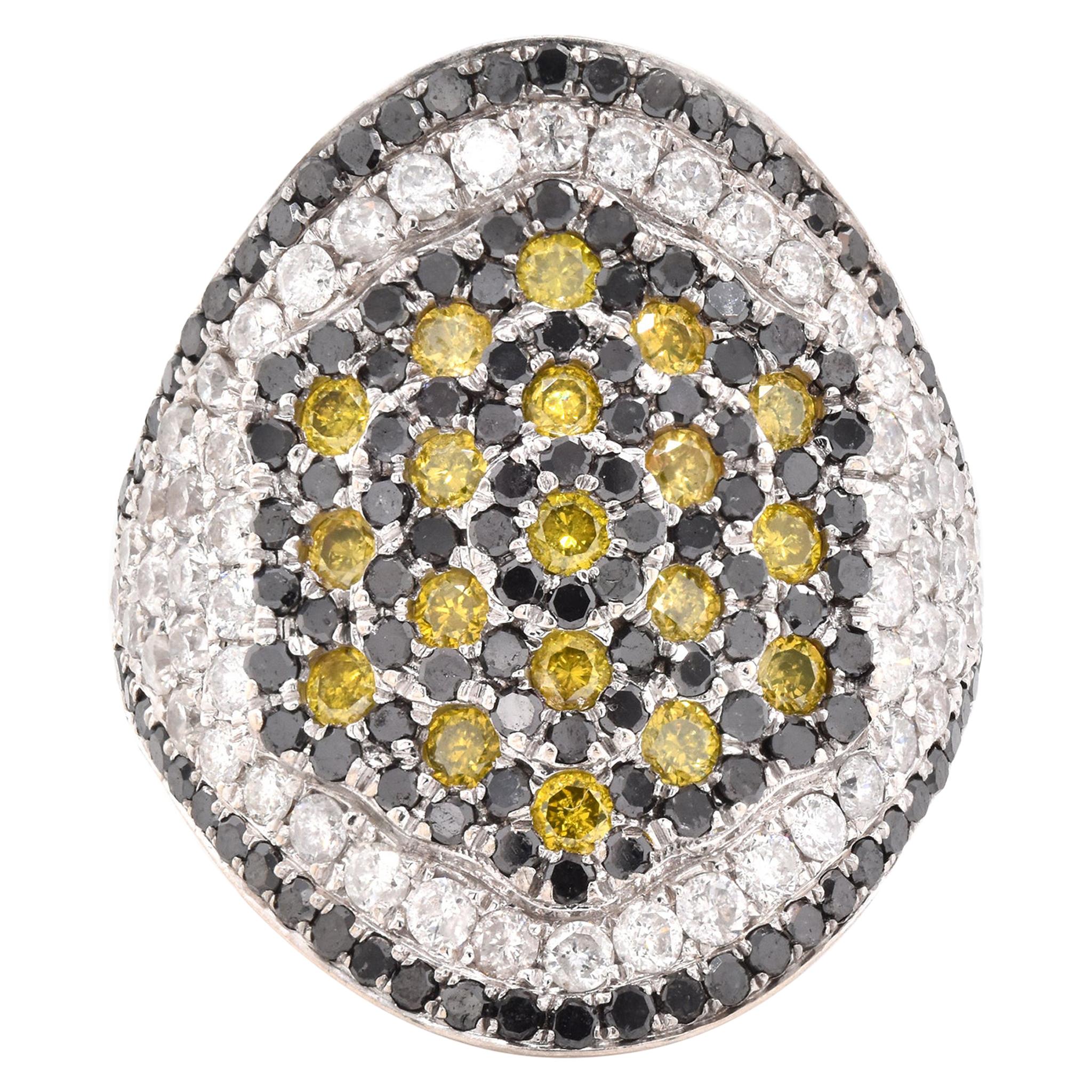 1.44 Carat Diamond 14 Karat Yellow and White Gold Cigar Band Ring at ...