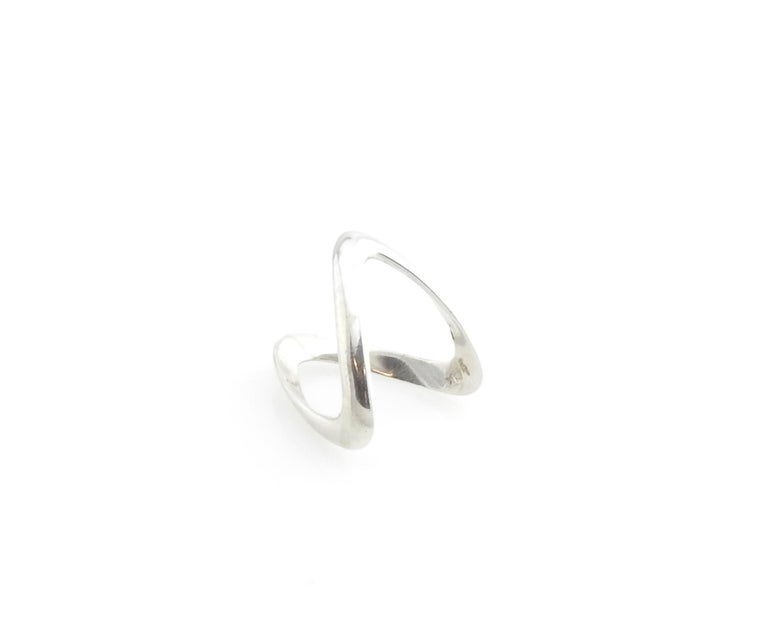 14 Karat White Gold Zig Zag Ring at 1stDibs