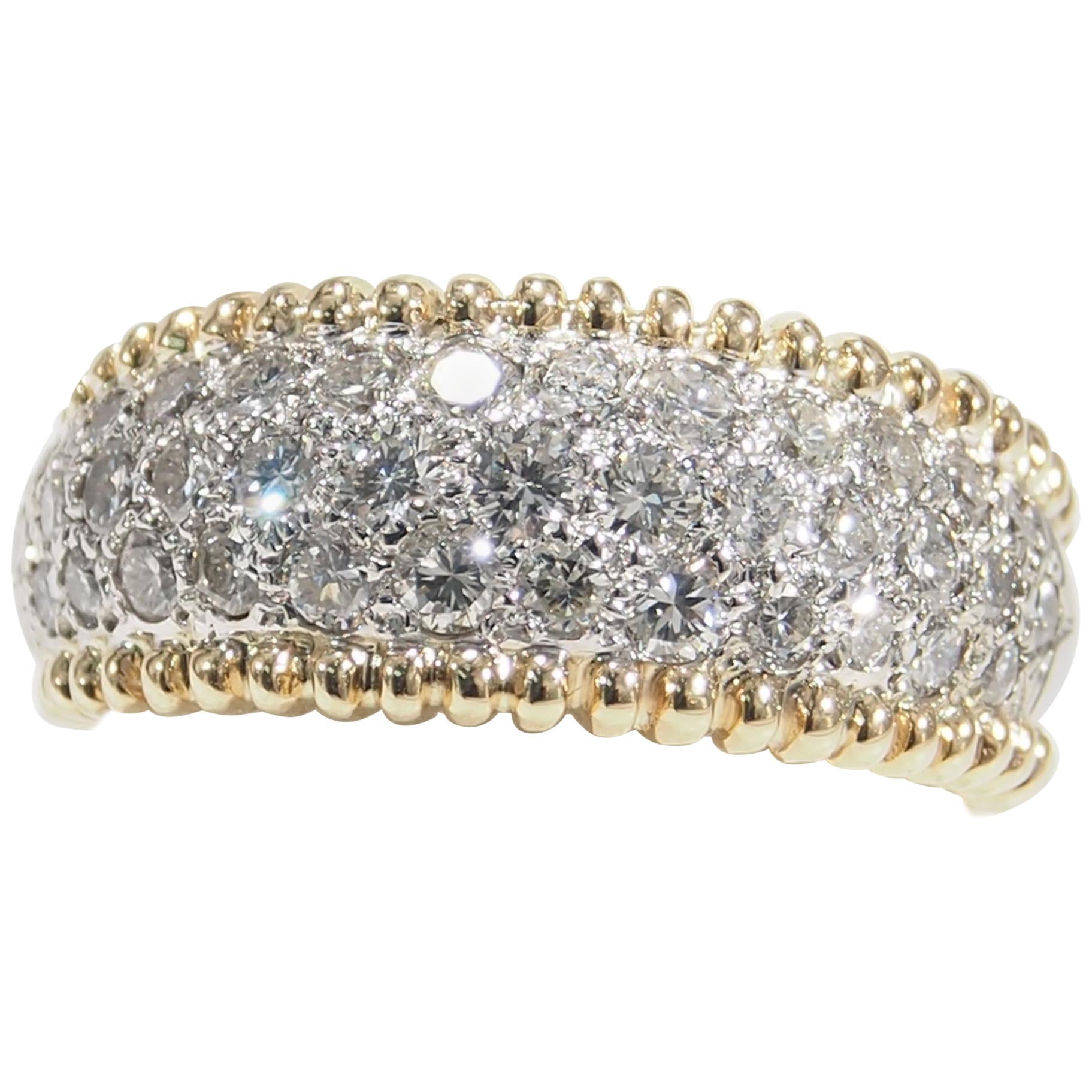 Diamond Cluster Ring Wide Yellow Gold 18 Karat For Sale (Free Shipping ...