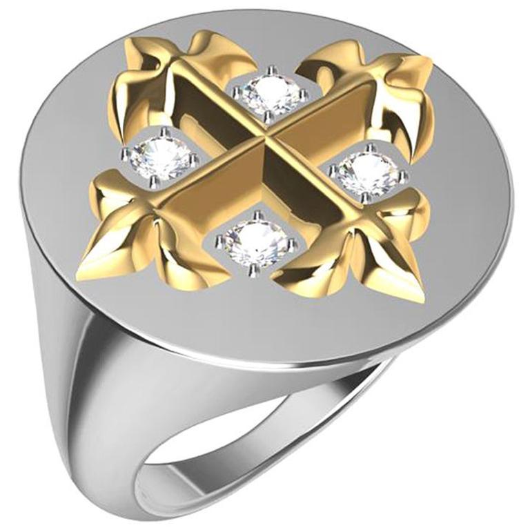 Customizable 14 Karat Yellow and 14 Karat White West 46 Diamond Cross ...