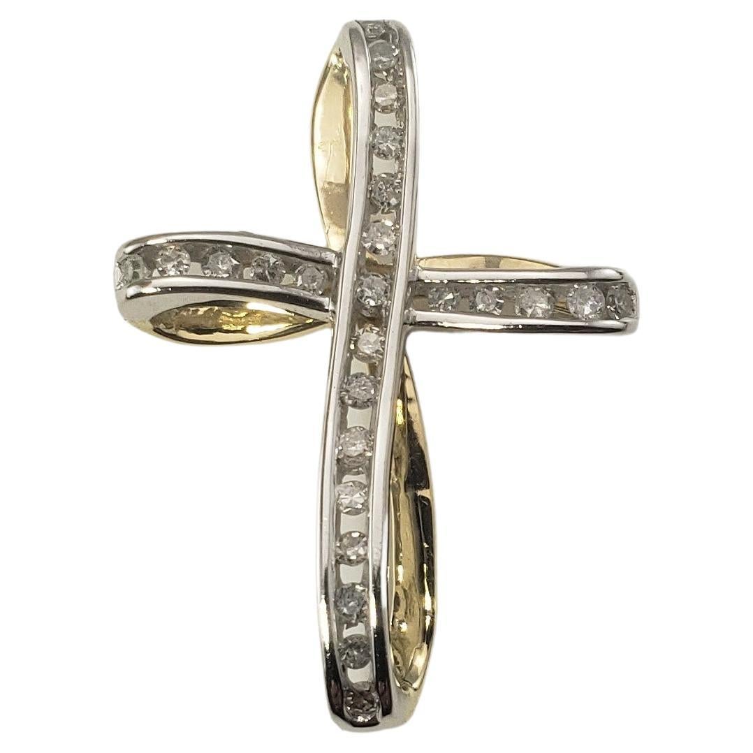 14 Karat Yellow Gold Diamond Cross Pendant at 1stDibs