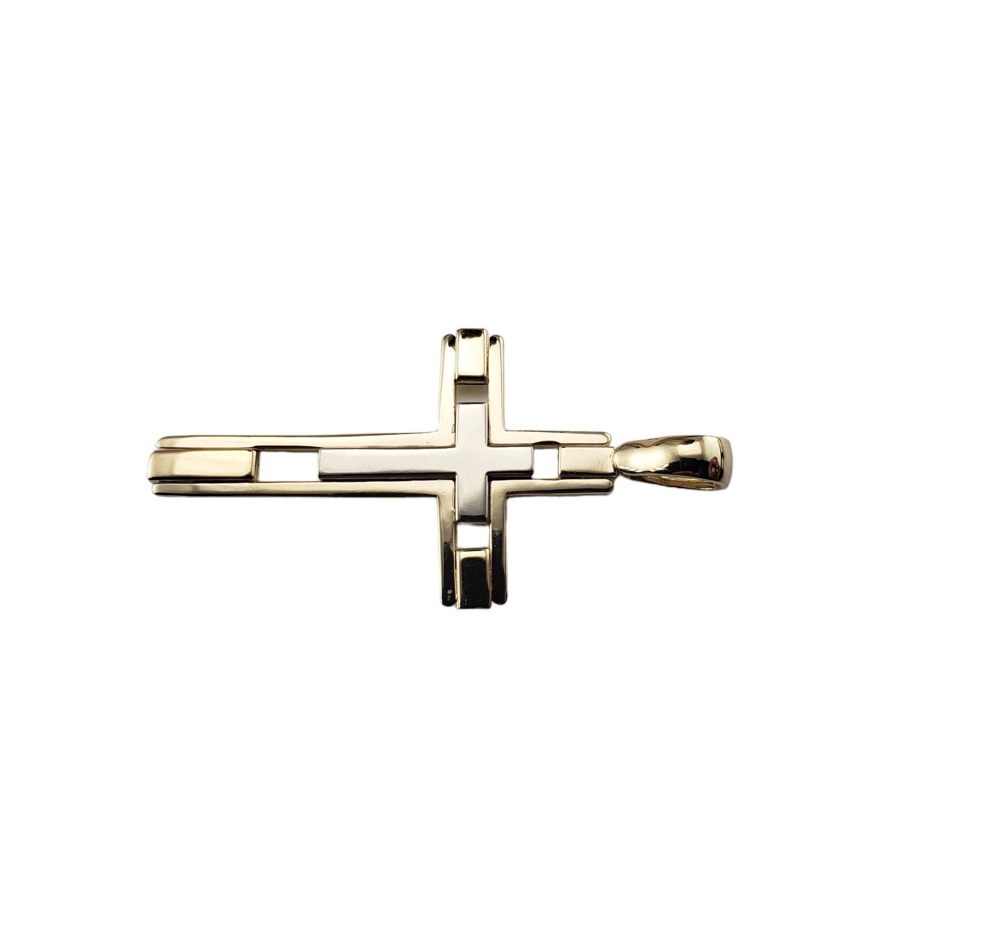 14 Karat Yellow and White Gold Cross Pendant #15570 For Sale at 1stDibs