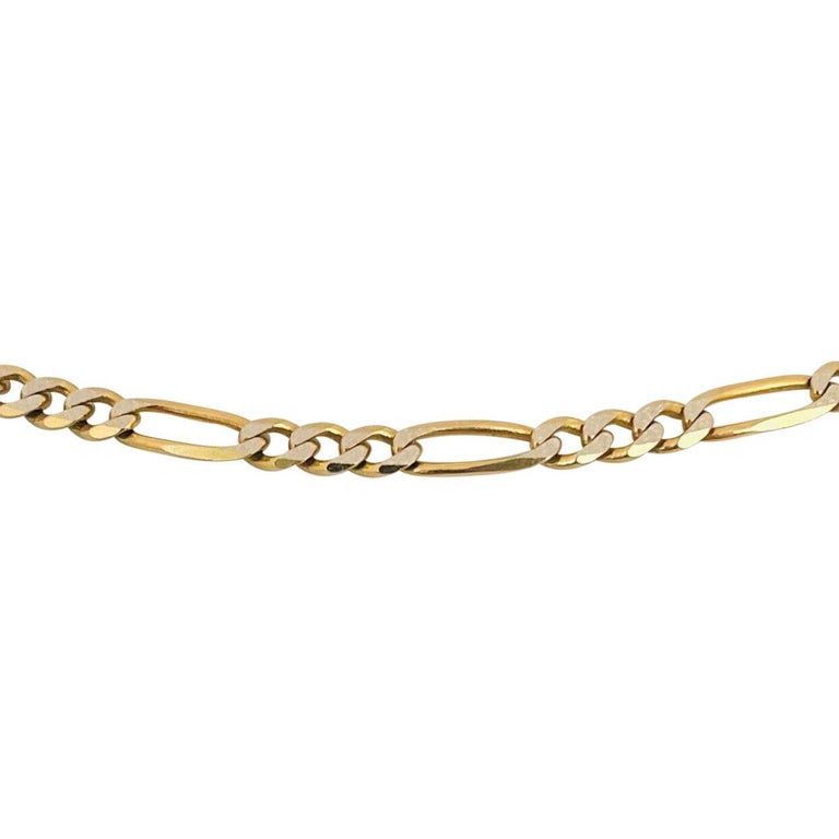 14 Karat Yellow and White Gold Diamond Cut Figaro Link Chain Necklace ...