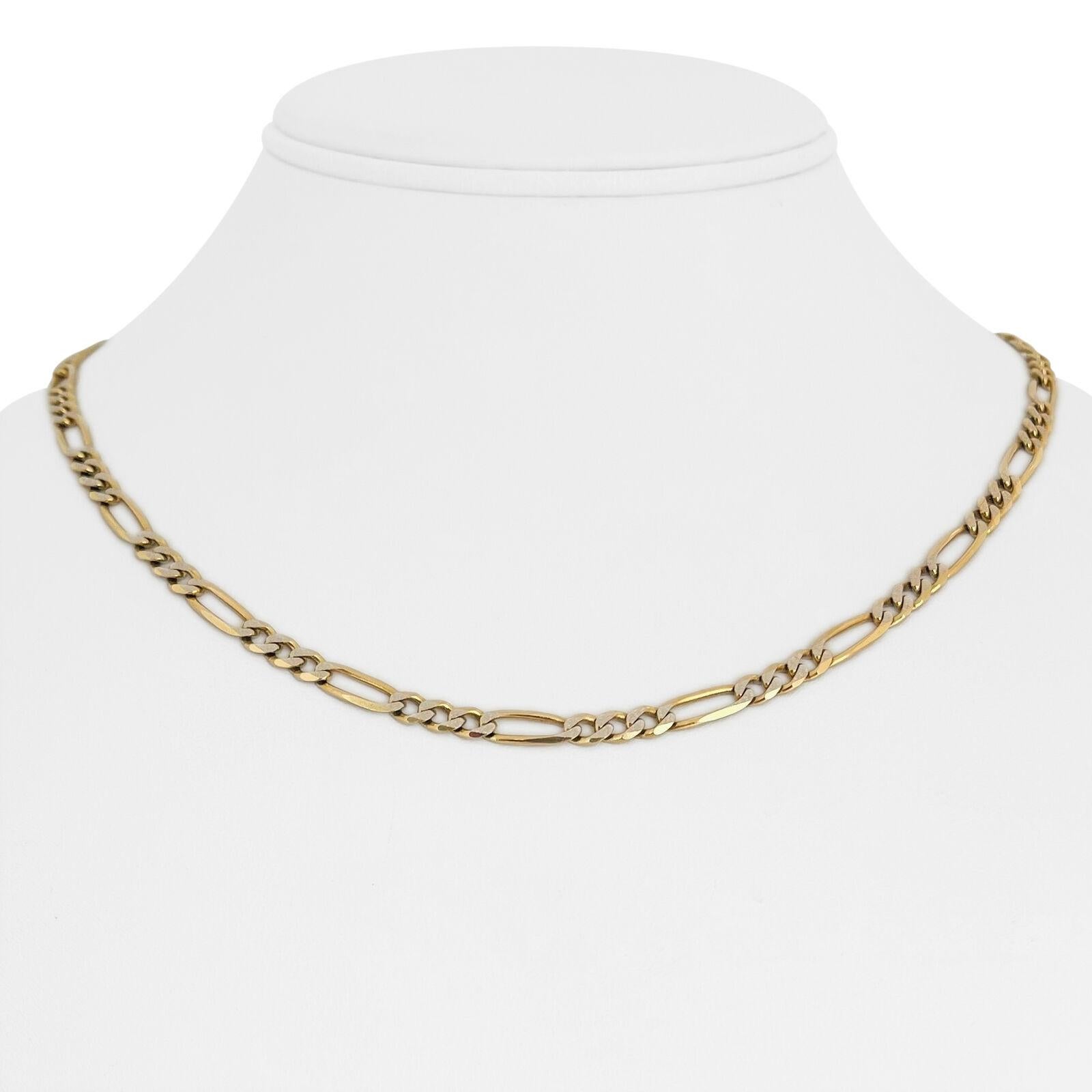 14 Karat Yellow and White Gold Diamond Cut Figaro Link Chain Necklace ...