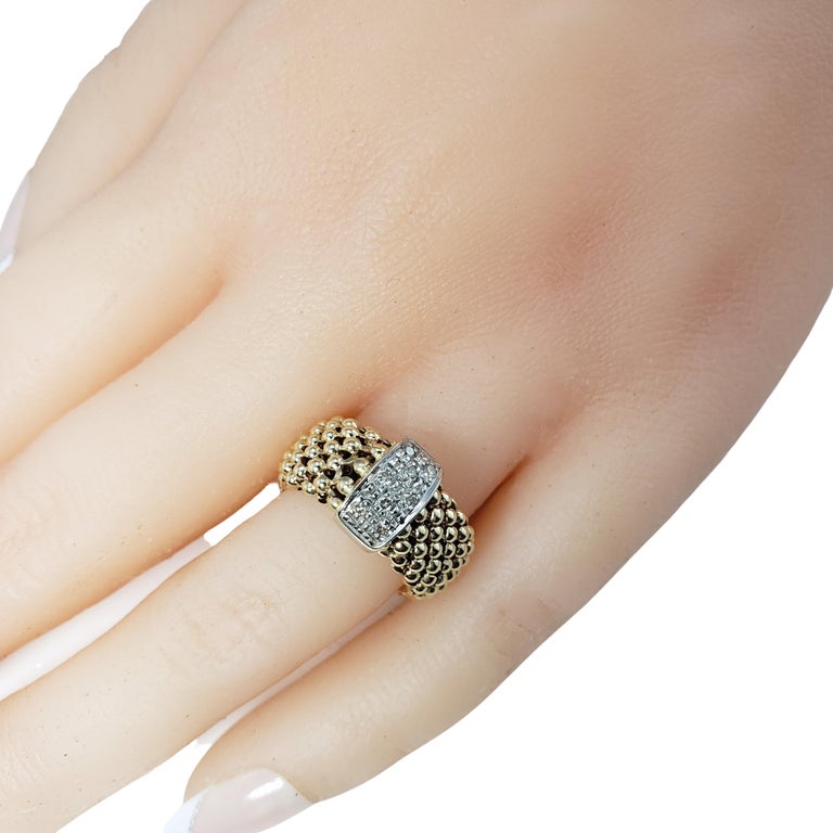 14 Karat Yellow and White Gold Diamond Mesh Band Ring For Sale at 1stDibs