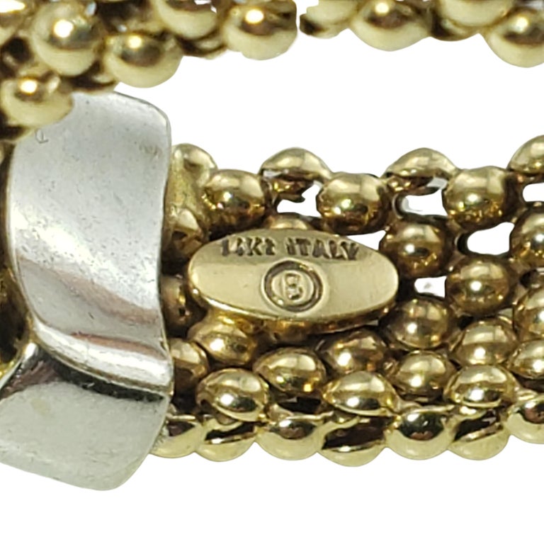 14 Karat Yellow and White Gold Diamond Mesh Band Ring For Sale at 1stDibs