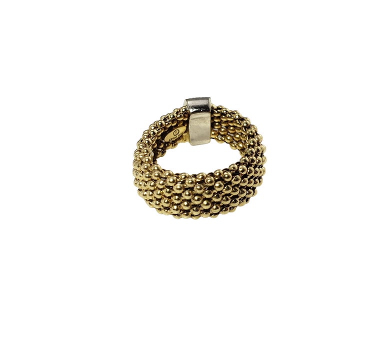 14 Karat Yellow and White Gold Diamond Mesh Band Ring For Sale at 1stDibs