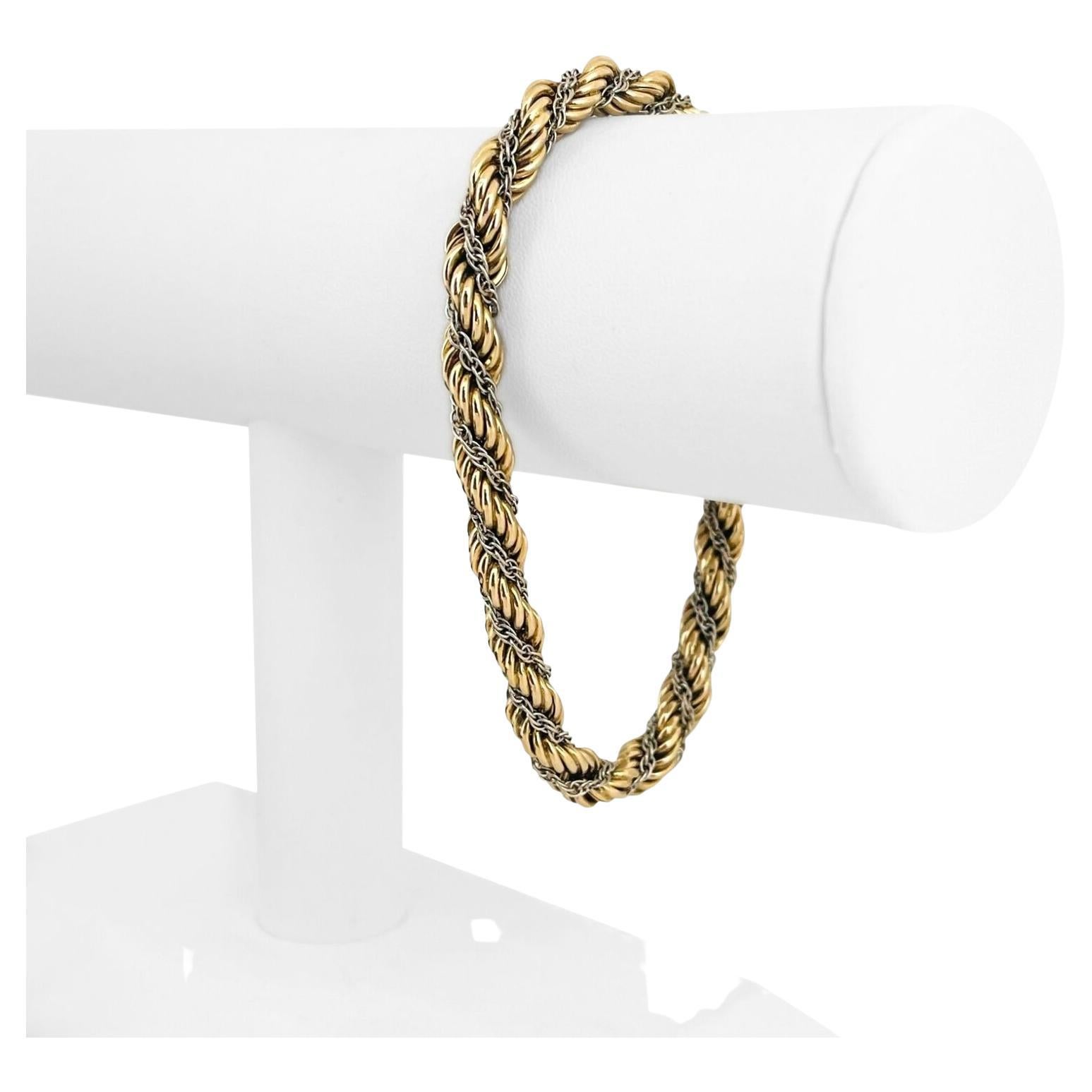 TIFFANY classic 18 karat yellow gold twisted rope bracelet. at 1stDibs