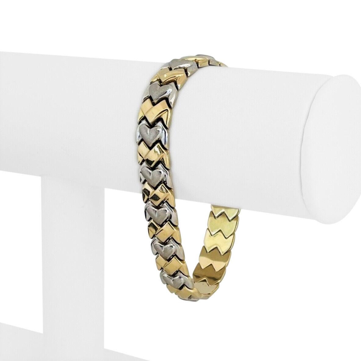 14 Karat Yellow White and Rose Gold Ladies Tri Tone Wave Link Bracelet ...