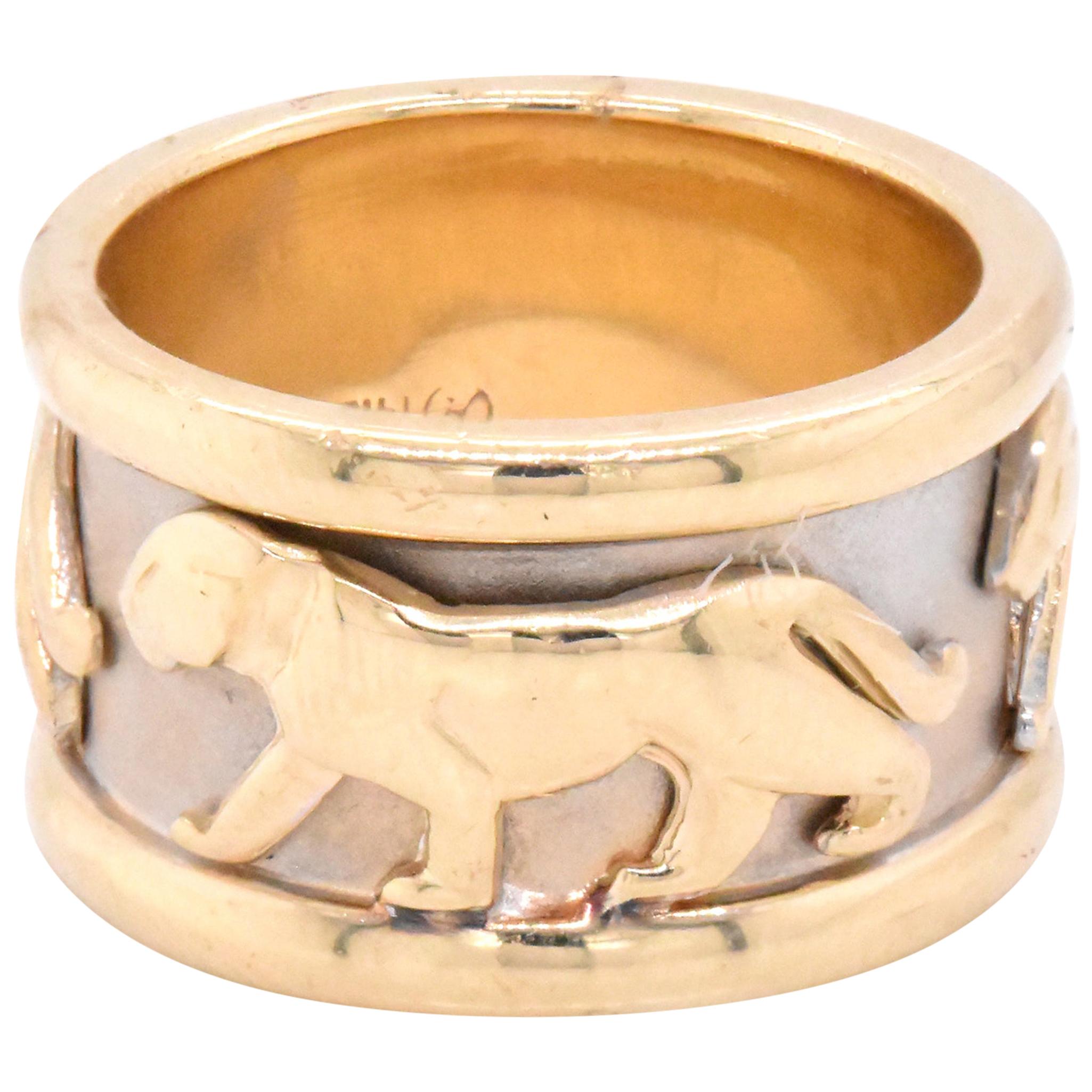 Panther Ring in 14 Karat Gold For Sale at 1stDibs