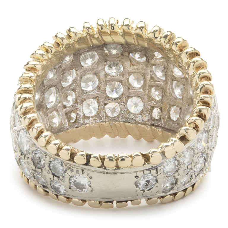 14 Karat Yellow and White Gold Pave Diamond Cigar Band For Sale at 1stDibs