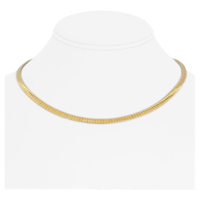 14 Karat Yellow and White Gold Reversible Omega Link Necklace, Italy ...