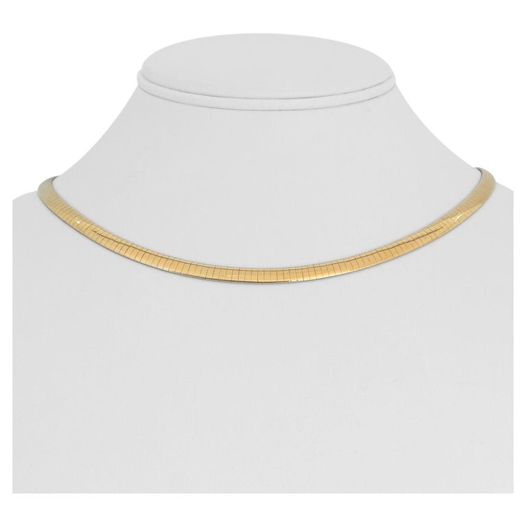 14 Karat Yellow and White Gold Reversible Omega Link Necklace Italy For ...