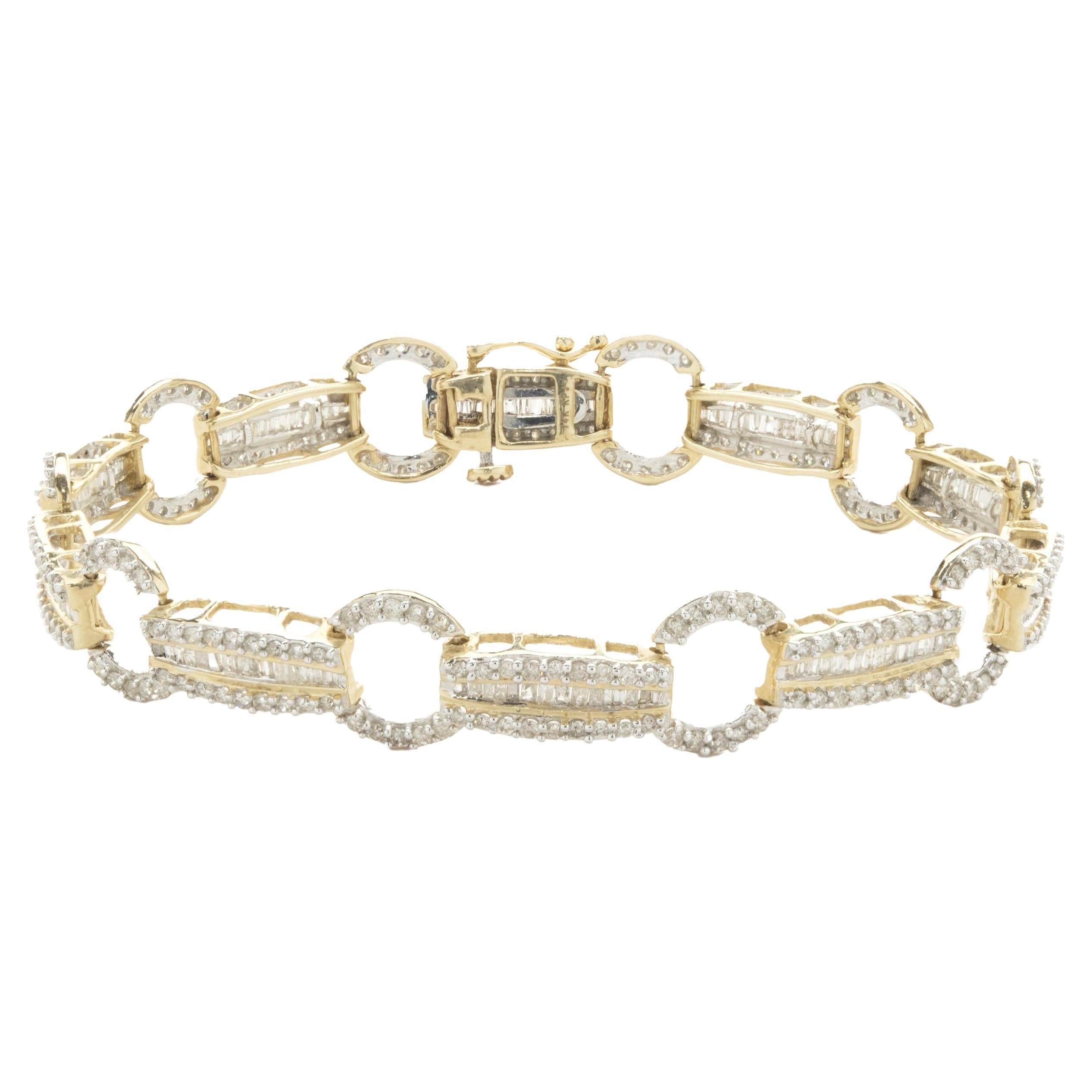 21 Karat Yellow and White Gold Diamond Cut Heart Link Bracelet For Sale ...