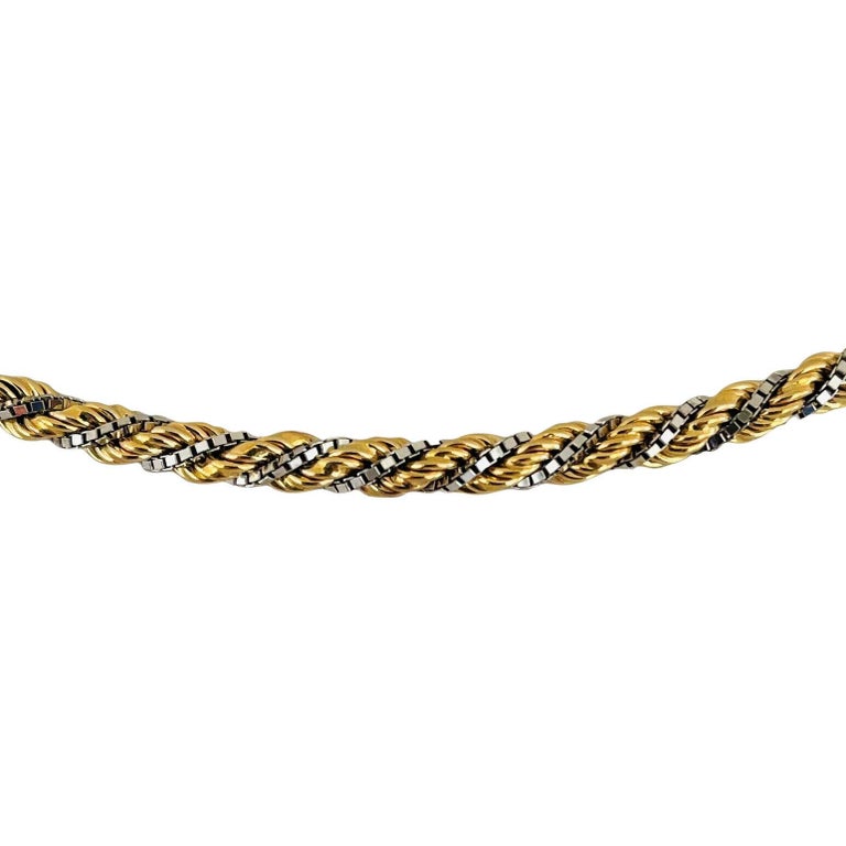 14 Karat Yellow and White Gold Solid Two Tone Rope Chain Necklace Italy ...