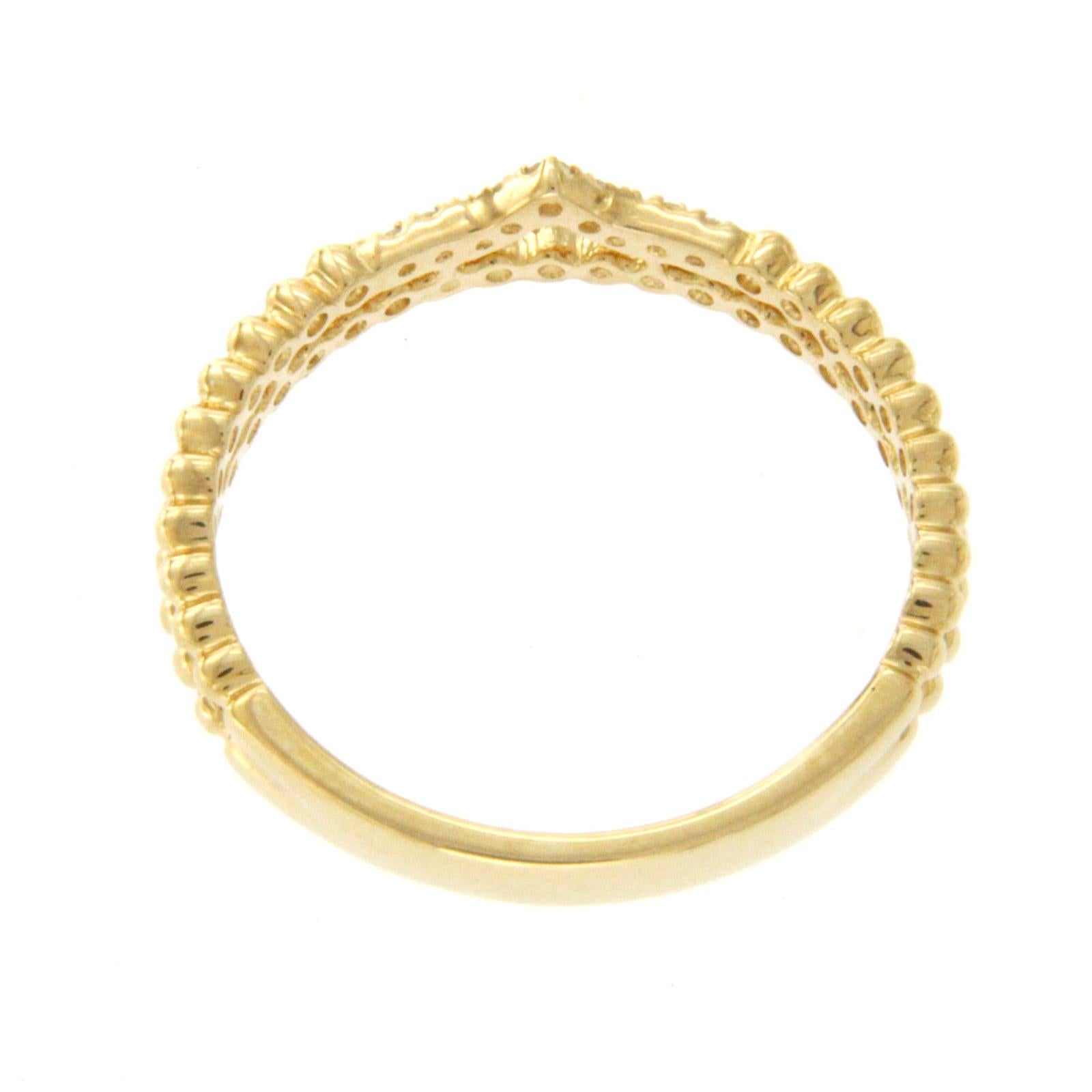 14 Karat Yellow Gold 0.03 Carat Diamonds Fancy Chevron Band Ring For ...