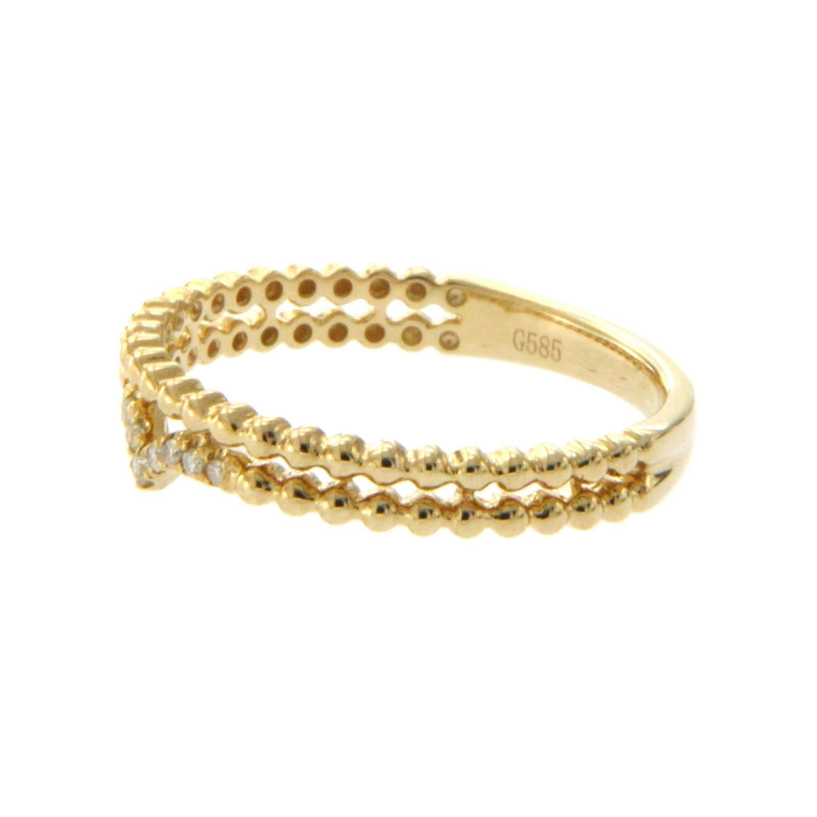 14 Karat Yellow Gold 0.03 Carat Diamonds Fancy Chevron Band Ring For ...