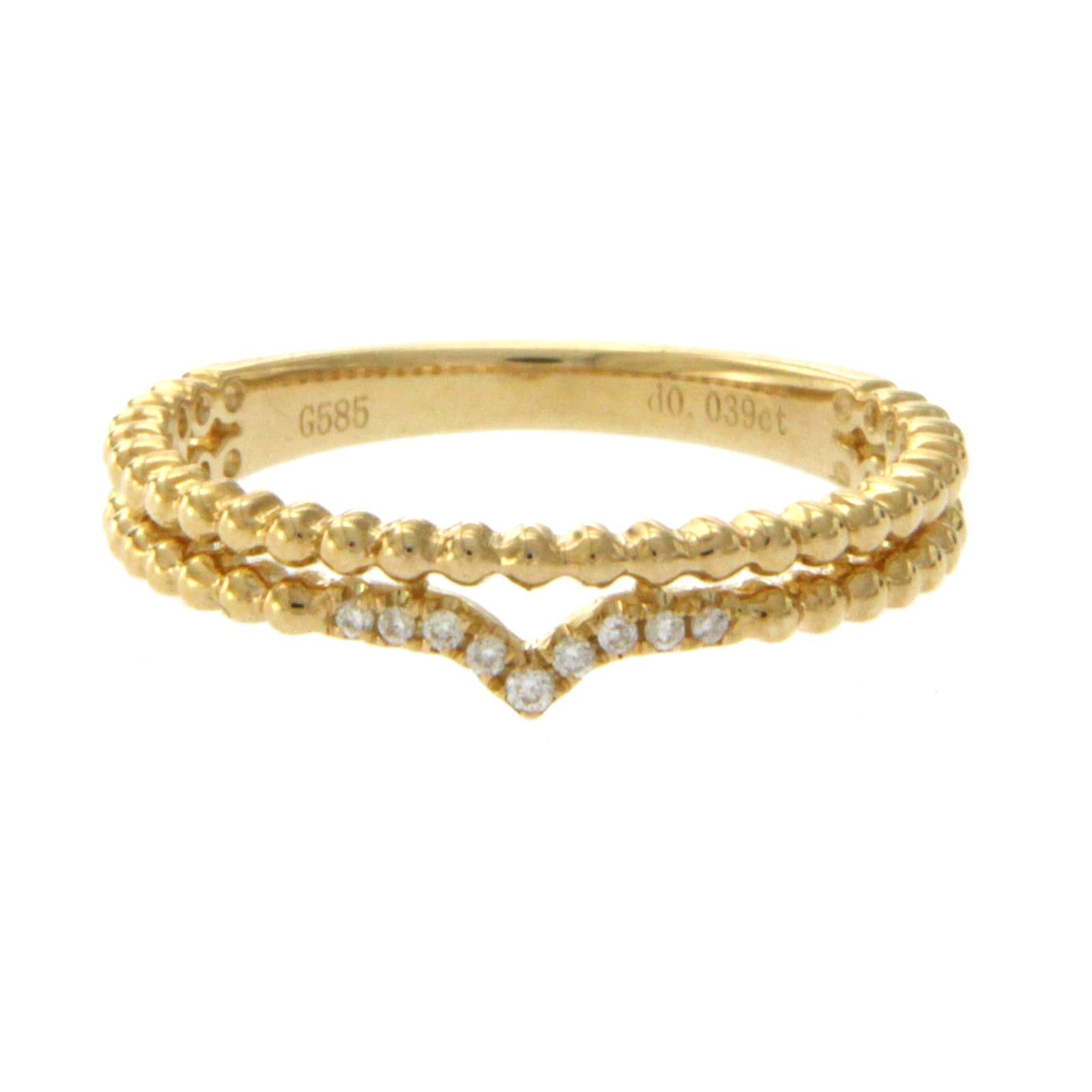 14 Karat Yellow Gold 0.03 Carat Diamonds Fancy Chevron Band Ring For ...