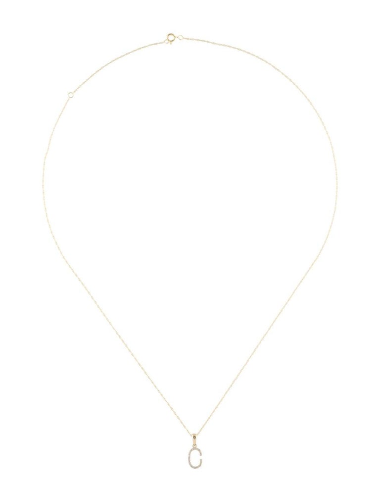 14 Karat Yellow Gold 0.06 Carat Diamond Initial Pendant Necklace ...