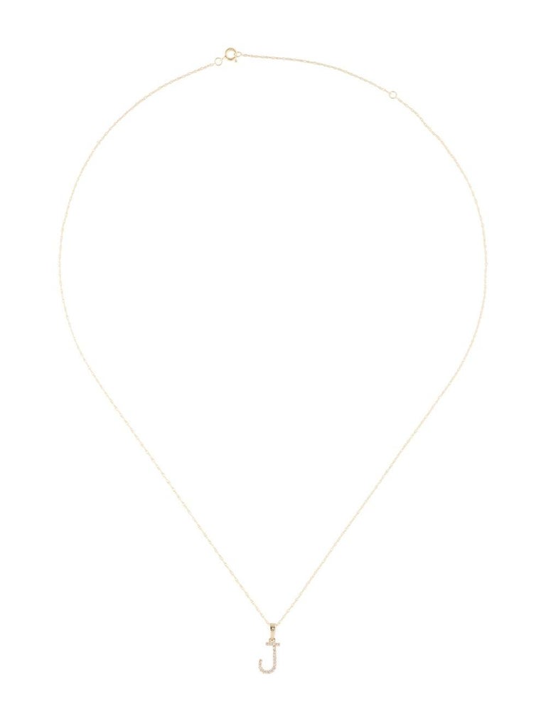 14 Karat Yellow Gold 0.06 Carat Diamond Initial Pendant Necklace ...