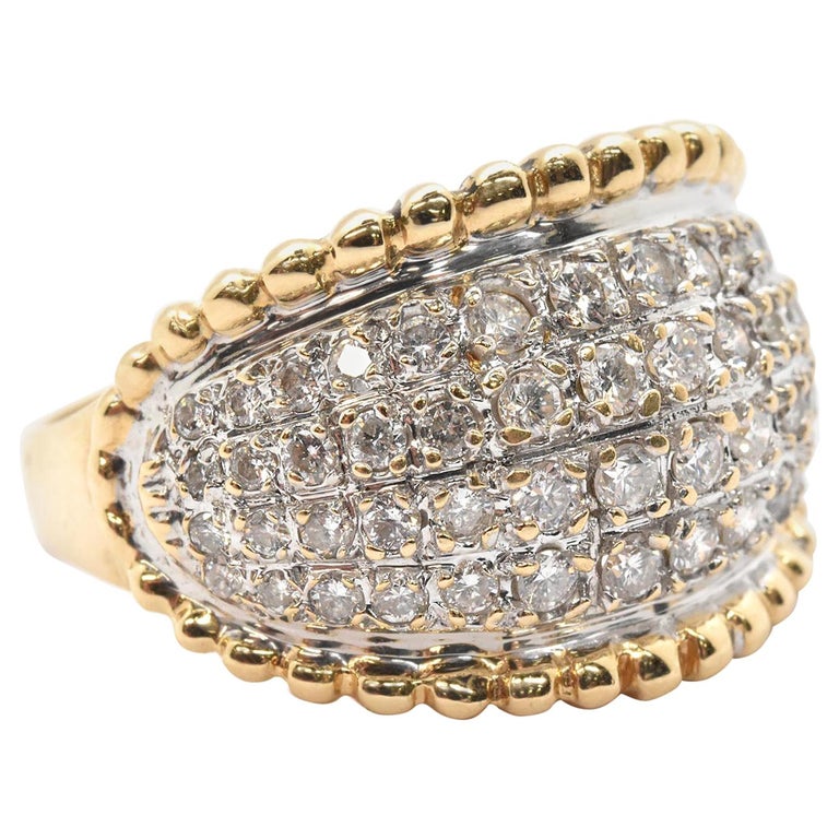 14 Karat Yellow Gold 0.68 Carat Diamond Wide Pave Ring at 1stDibs