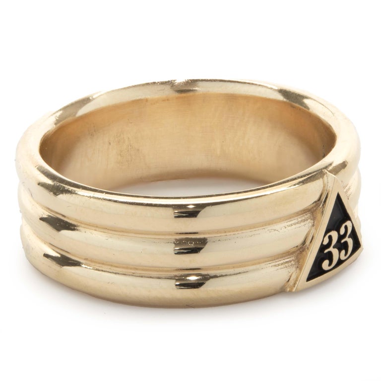 14 Karat Yellow Gold 33 Degree Masonic Ring For Sale at 1stDibs
