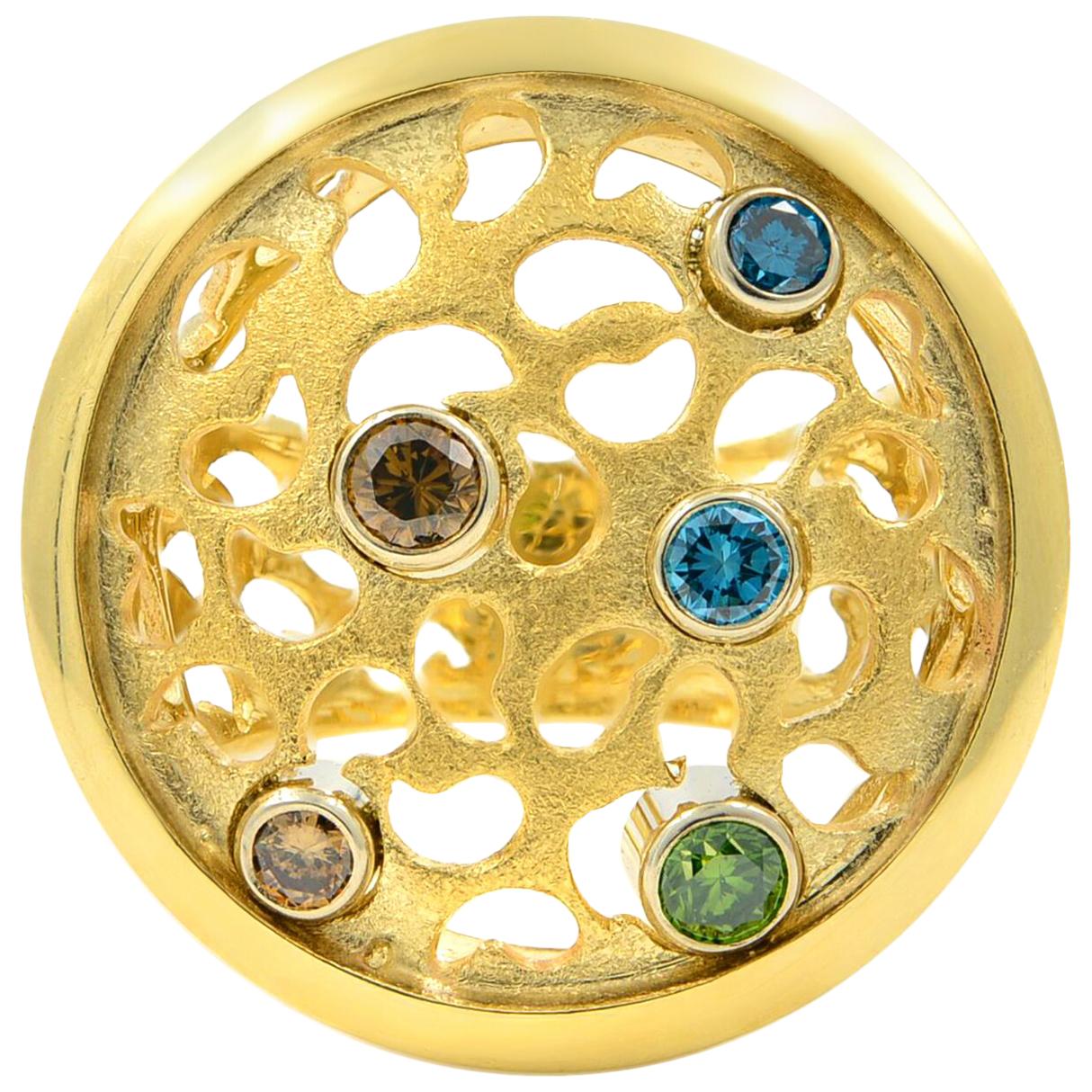 Star 14 Karat Rose Gold Colored Diamond Ring at 1stDibs