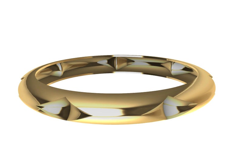 14 Karat Yellow Gold 7 Rhombus Bangle Bracelet For Sale at 1stDibs