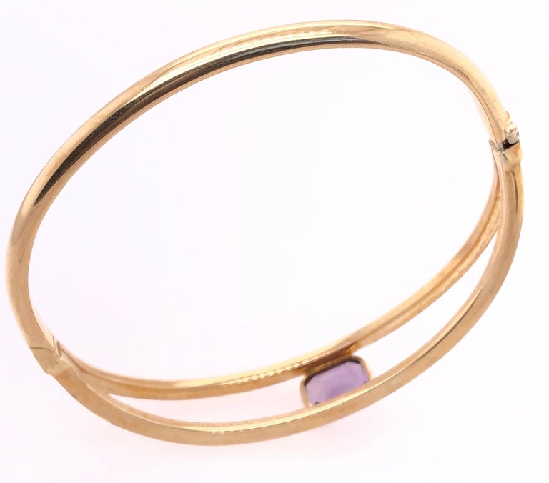 14 Karat Yellow Gold 7.8 Fancy Link Bangle with Square Amethyst ...